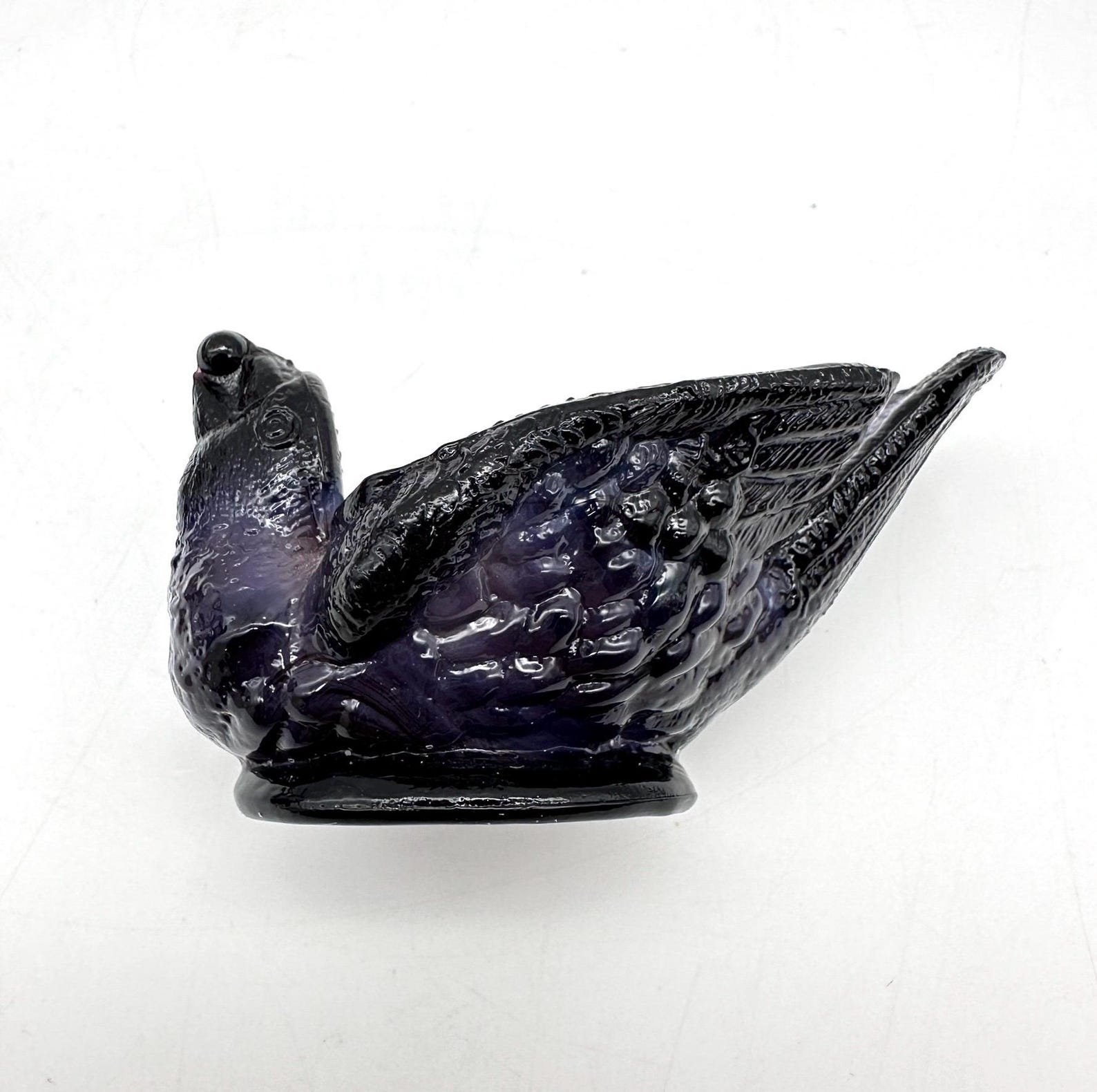 Boyd Art Glass Salt Cellar, Bird and Berry, Amethyst Black Glass - Etsy