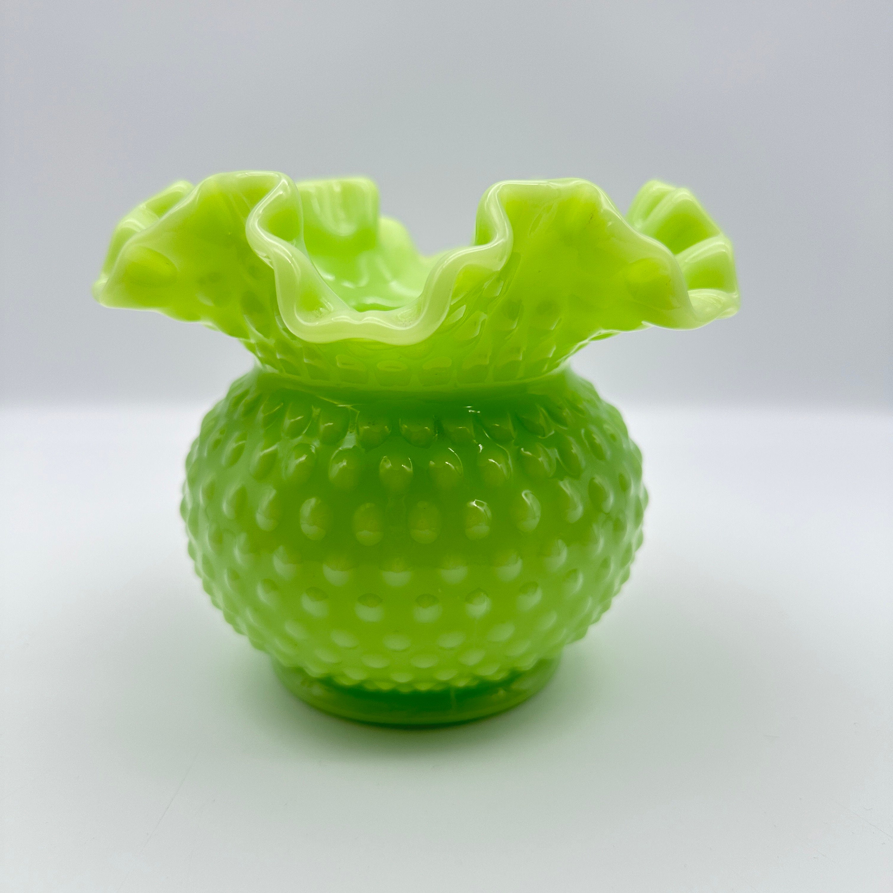 Rare Fenton Jadeite Hobnail Ruffled Edge Vase, 5 1/4 Tall - Etsy