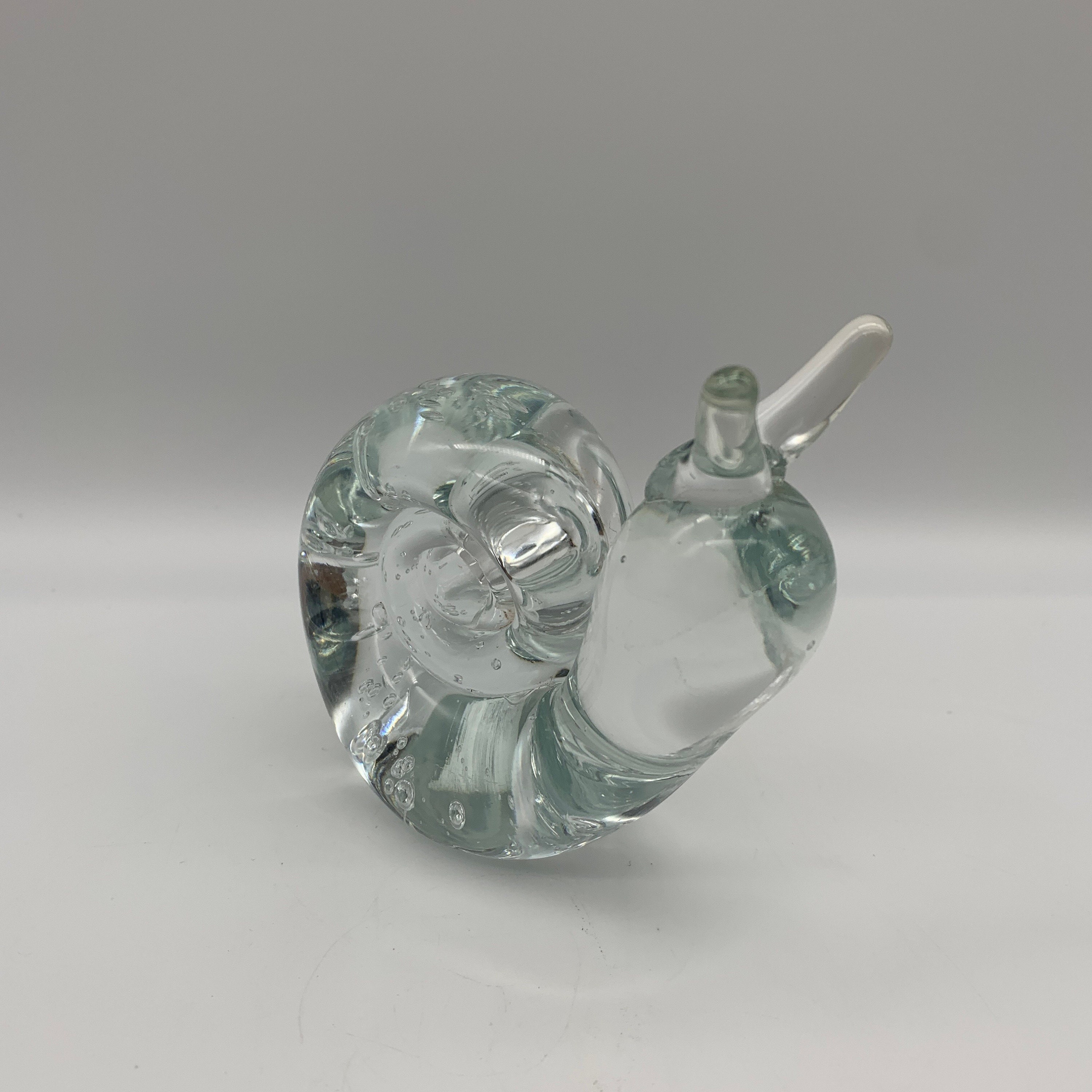 Bubble Glass, Clear Art Glass Snail Figurine Paperweight With ...