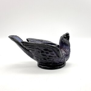 Boyd Art Glass Salt Cellar, Bird and Berry, Amethyst Black Glass - Etsy