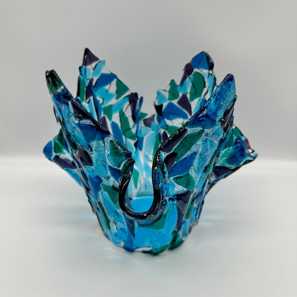 Mosaic Multi-colored Fused Glass Ice Champagne Basket/bucket - Etsy