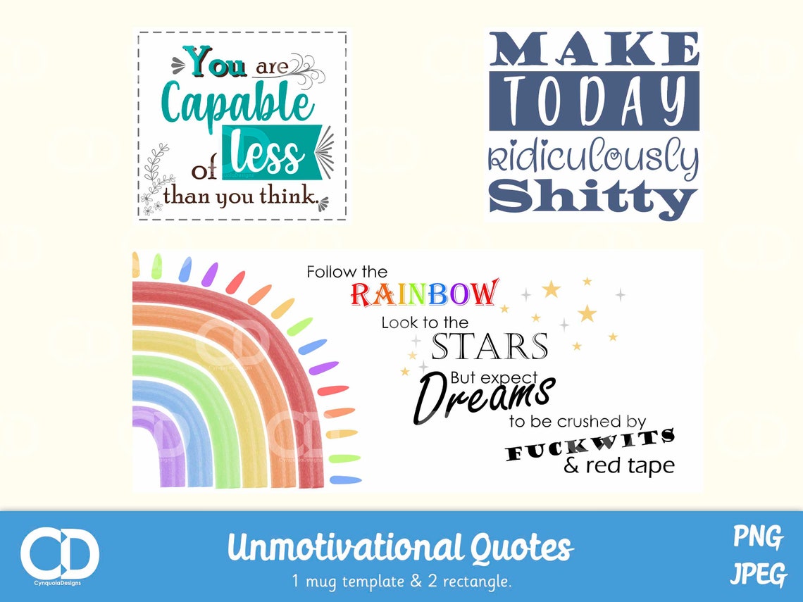Rude & Sweary Unmotivational Quotes Quotes With a Difference | Etsy