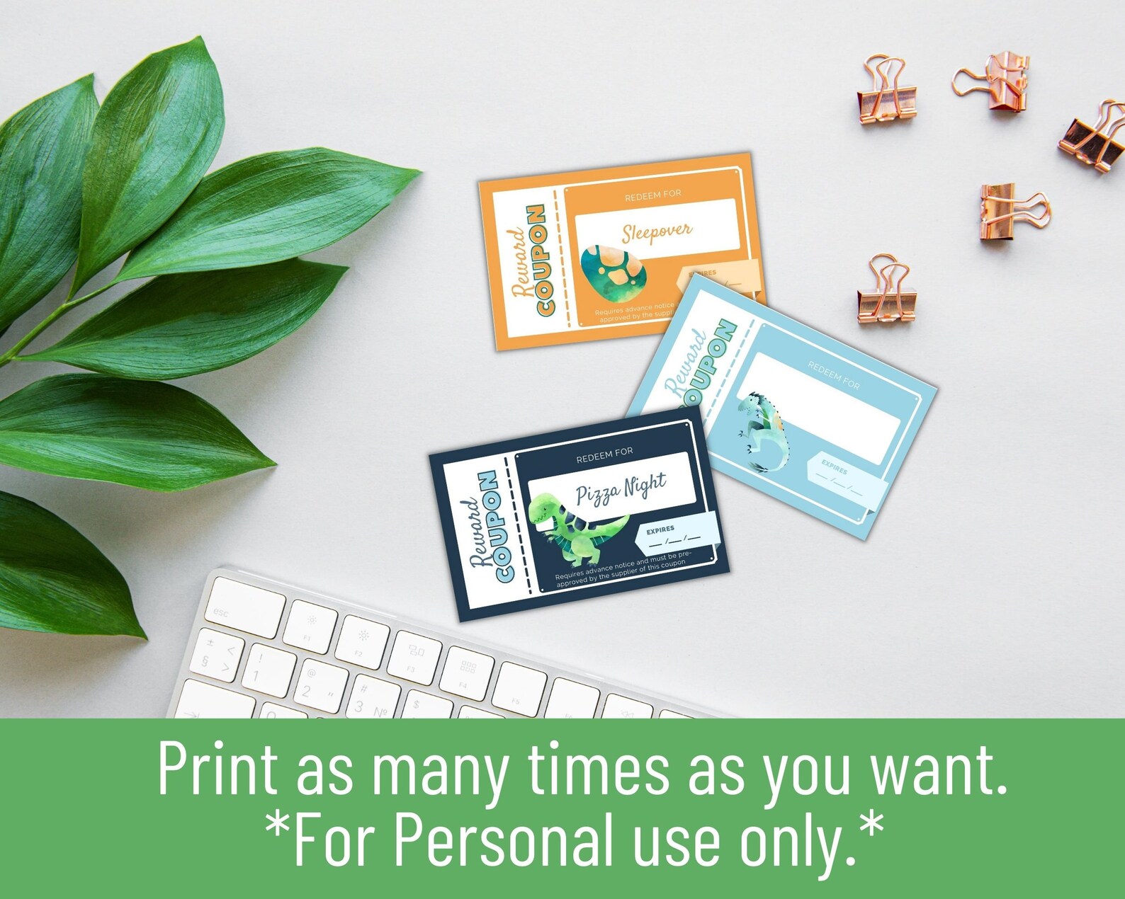 Printable Dinosaur Reward Coupons and Reading Tracker Bundle, Instant ...