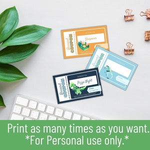 Printable Dinosaur Reward Coupons and Reading Tracker Bundle, Instant ...