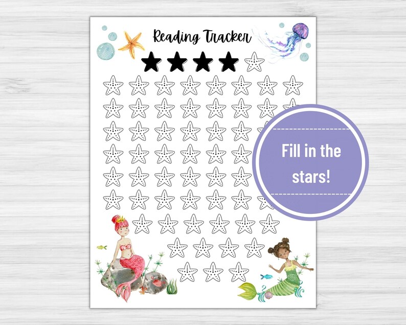 Summer Reading Challenge Mermaid Reading Tracker for Kids, Printable ...