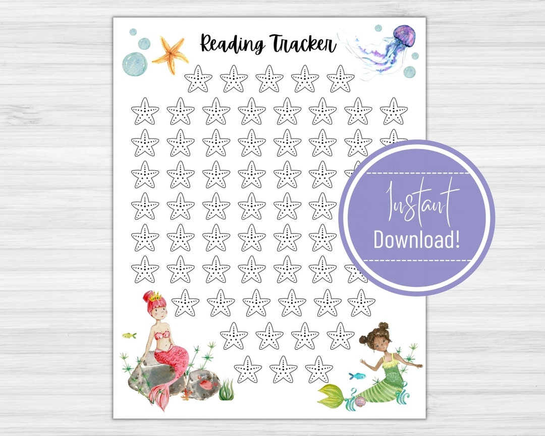 Summer Reading Challenge Mermaid Reading Tracker for Kids, Printable ...