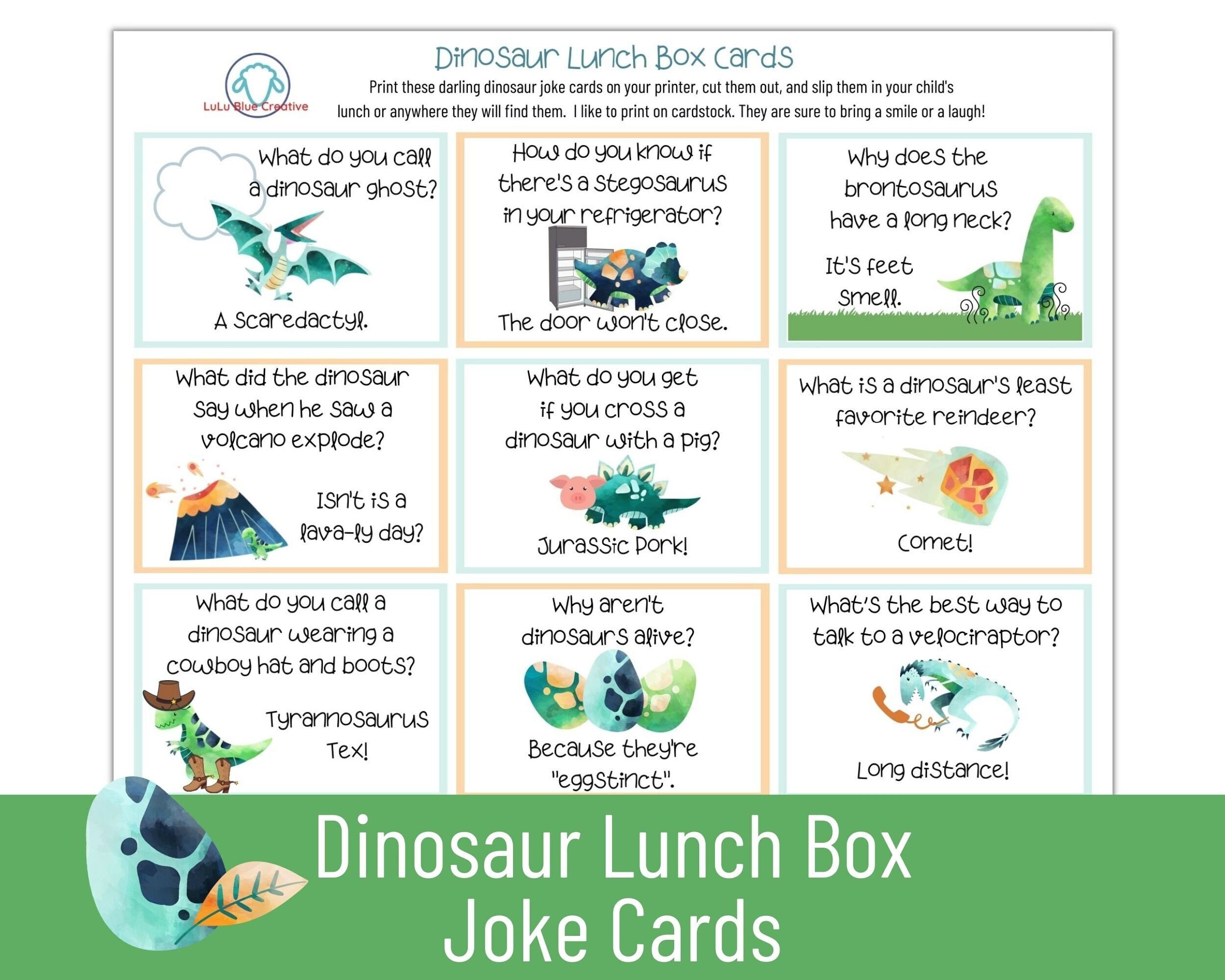 Dinosaur Lunch Box Joke Cards Printable, Digital Download - Etsy