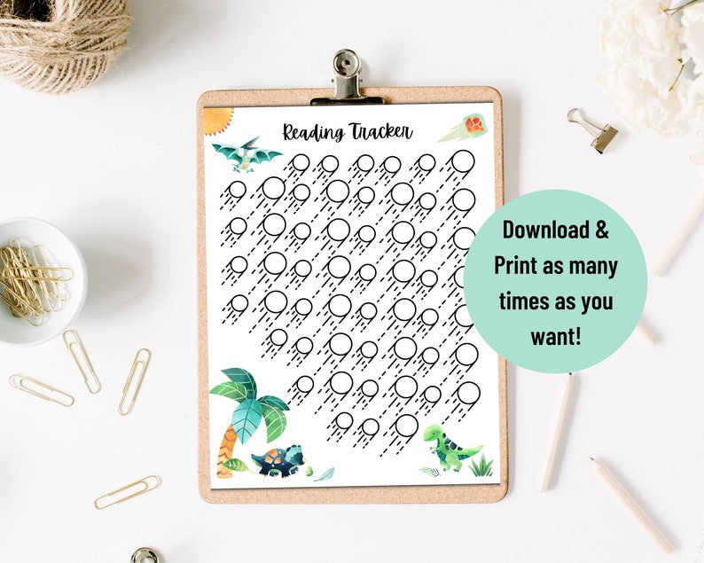Dinosaur Reading Chart for Kids: Printable Reading Log (JPEG, PDF) - Etsy