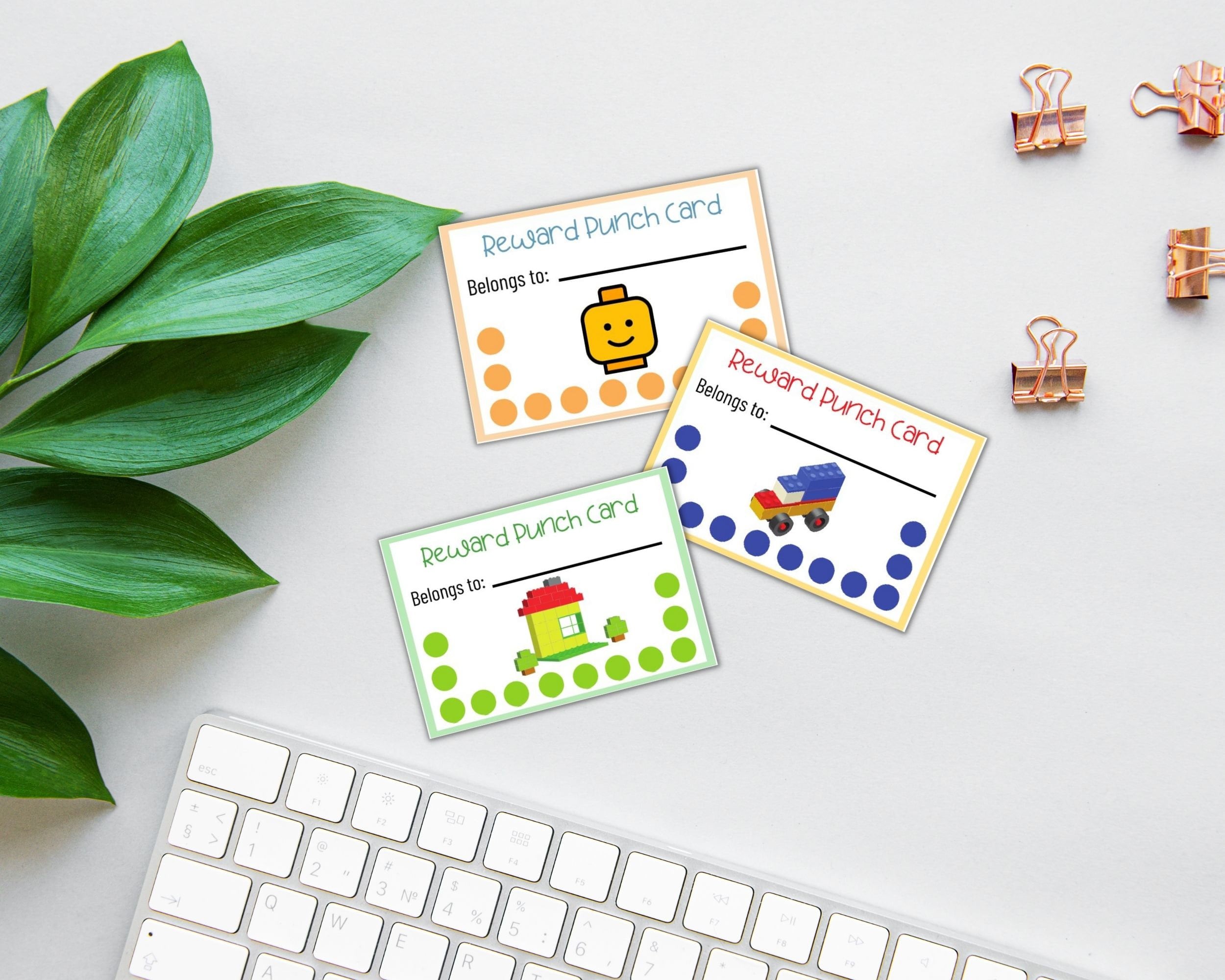 Reward Punch Card Kids Reward Tracker Building Blocks Punch Tag Kids ...