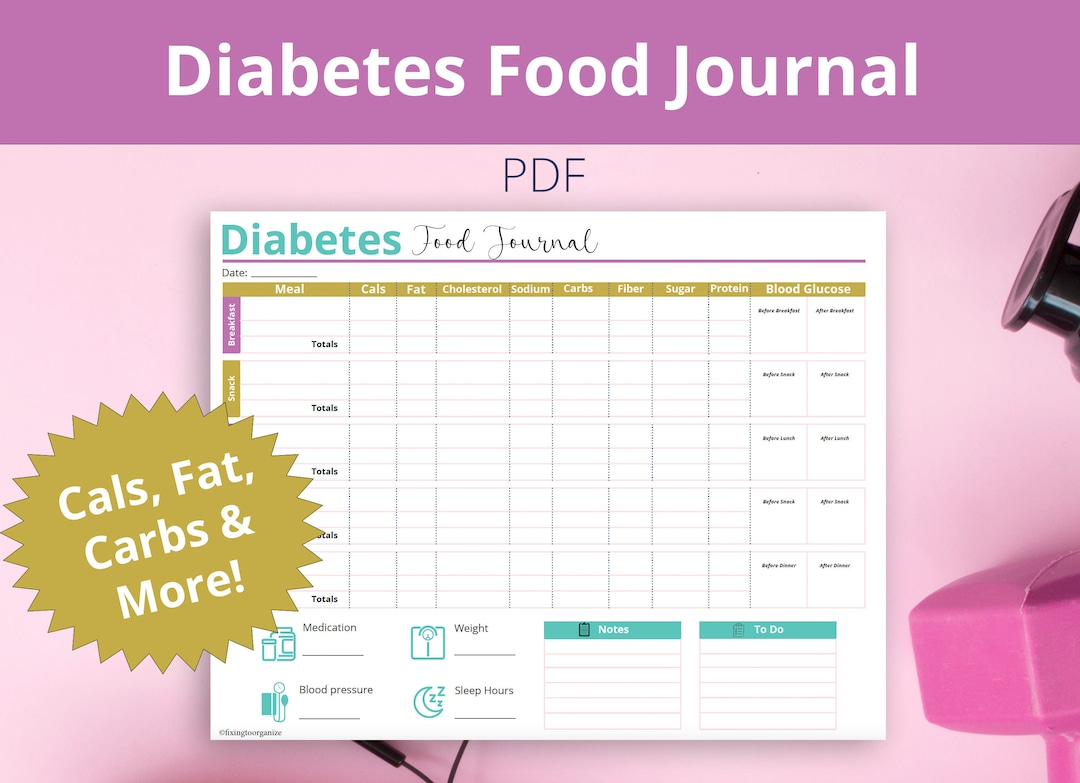 Diabetes Food Journal | Diabetes Meal Tracker - Etsy