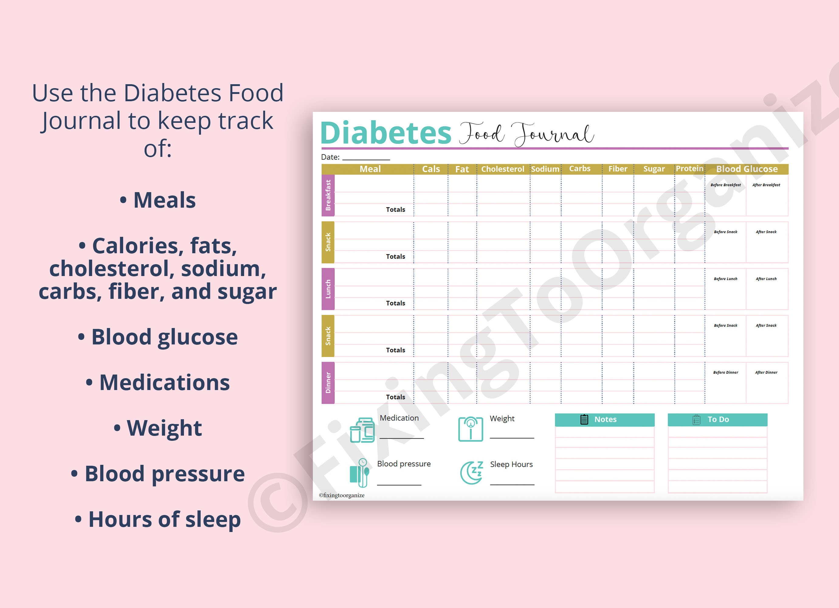Diabetes Food Journal | Diabetes Meal Tracker - Etsy
