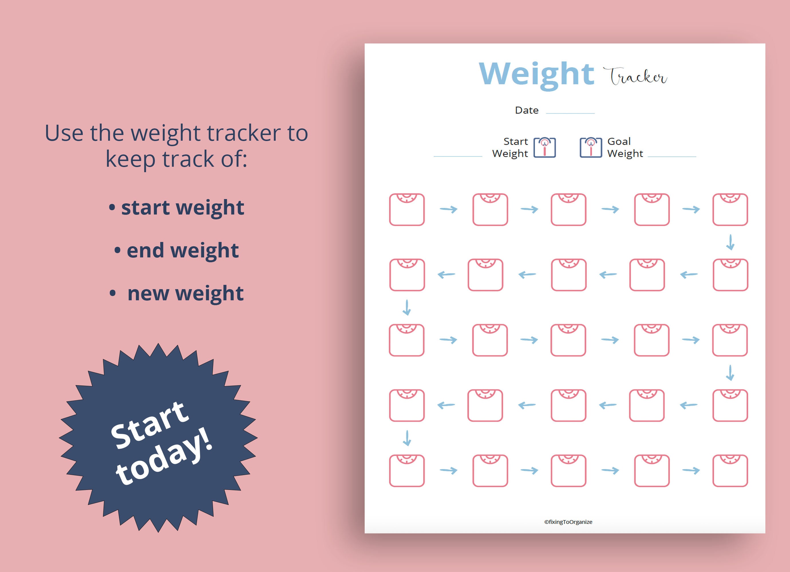 Weight Loss Tracker | Fitness Tracker | Weight Loss Goal Chart Sheet - Etsy