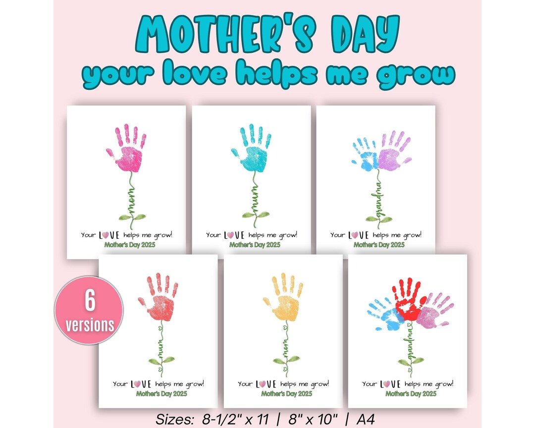 Mother's Day DIY Child's Handprint Art Craft Keepsake - Printable Mom ...
