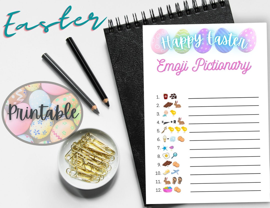 PRINTABLE Easter Party Game for Kids and Adults Emoji Pictionary Easter ...