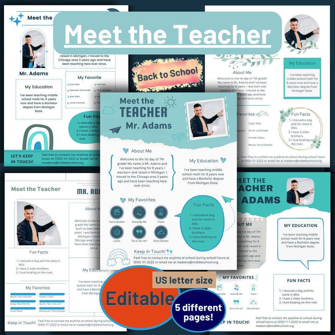 PRINTABLE Meet the Teacher BOLD Bundle Send With Parents on the 1st Day ...