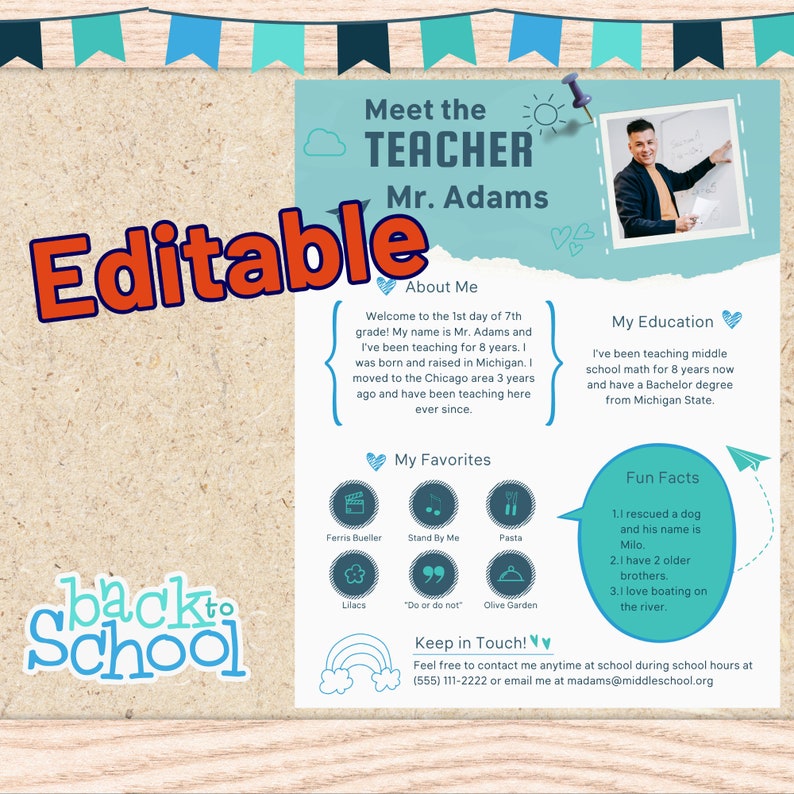 PRINTABLE Meet the Teacher BOLD Bundle - Send With Parents on the 1st ...