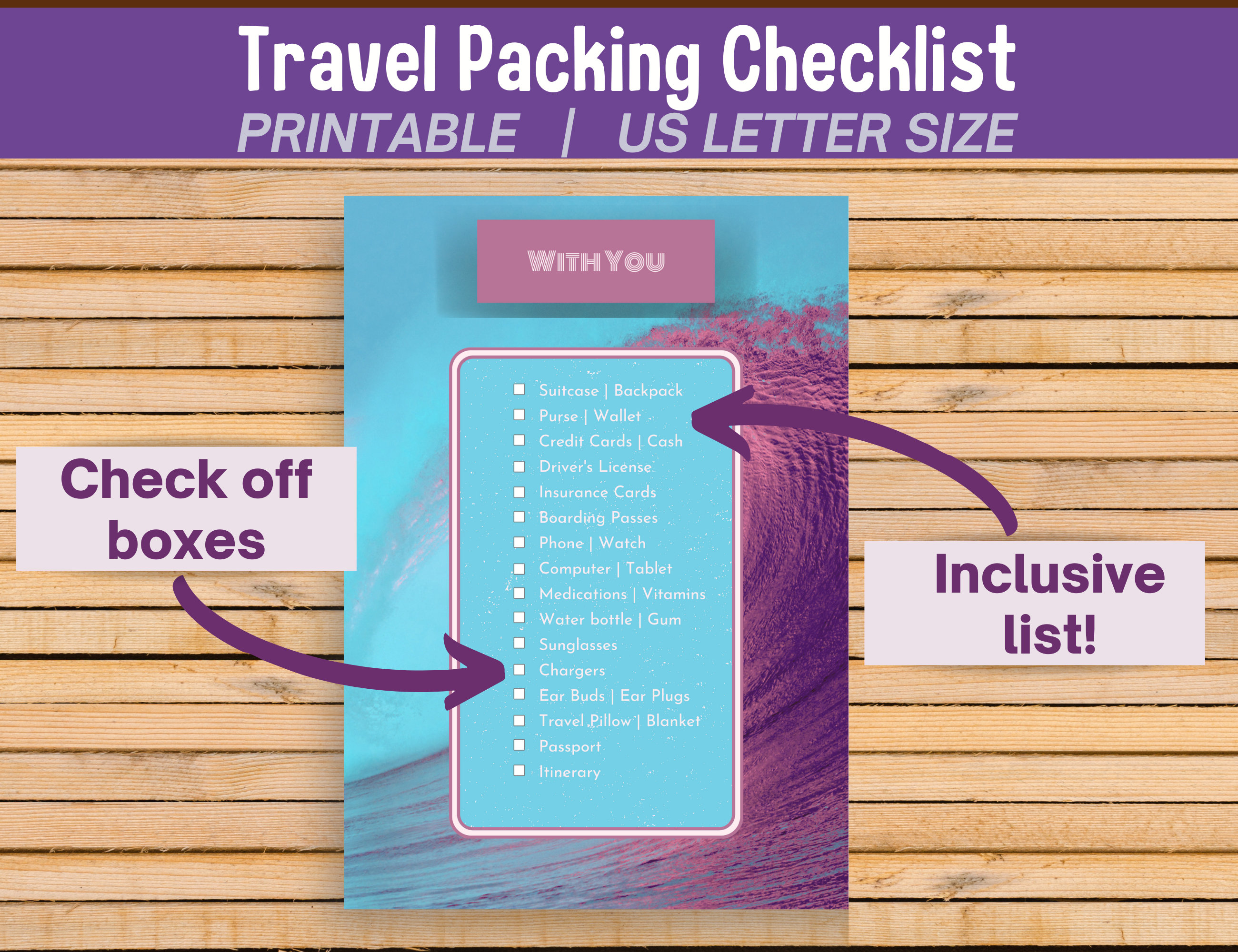 Travel Packing Checklist With Pack Your Bags With Clothes Packing ...