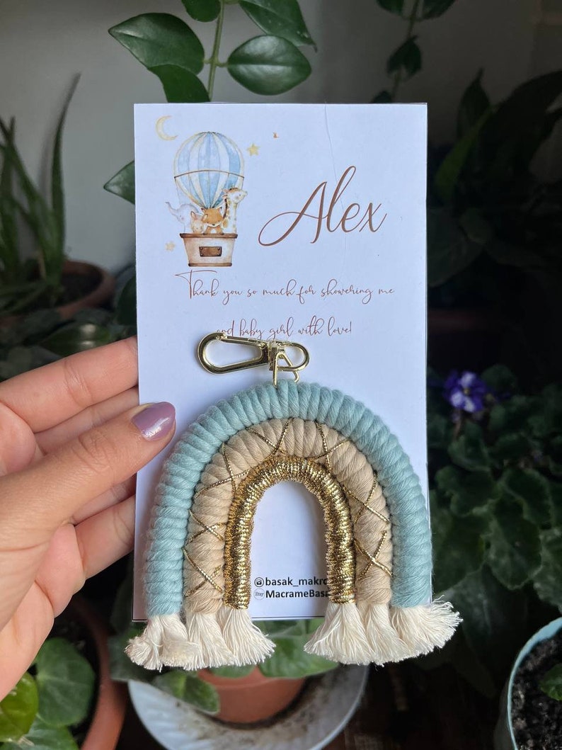 Rainbow Macrame Keychain Baby Shower Macrame Keychain - Etsy