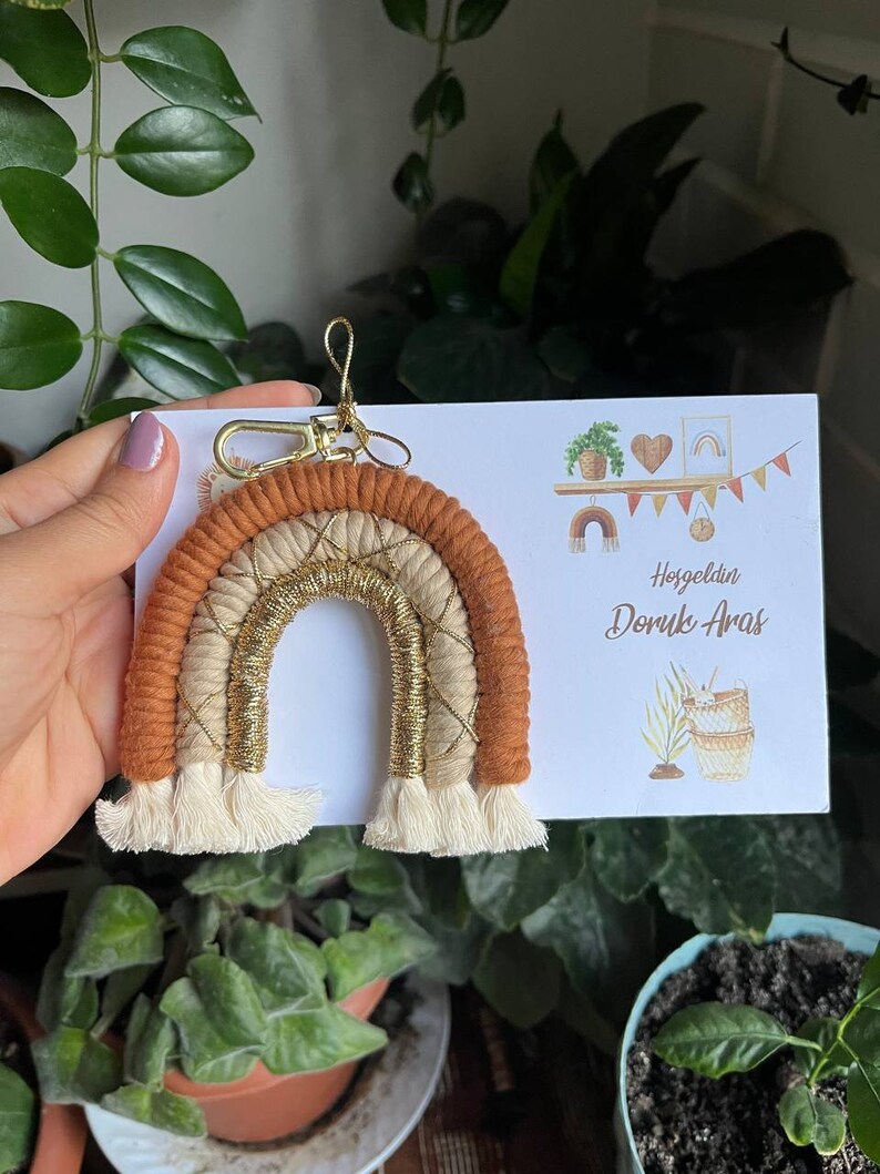 Rainbow Macrame Keychain Baby Shower Macrame Keychain - Etsy