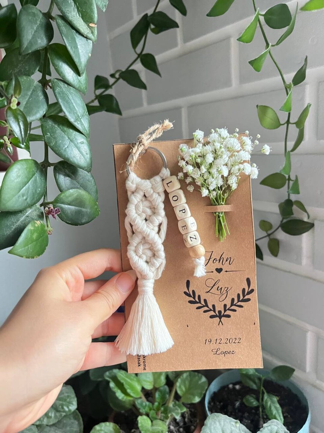 Personalized Macrame Keychain for Bridesmaids, Bachelorette Gifts, Boho ...