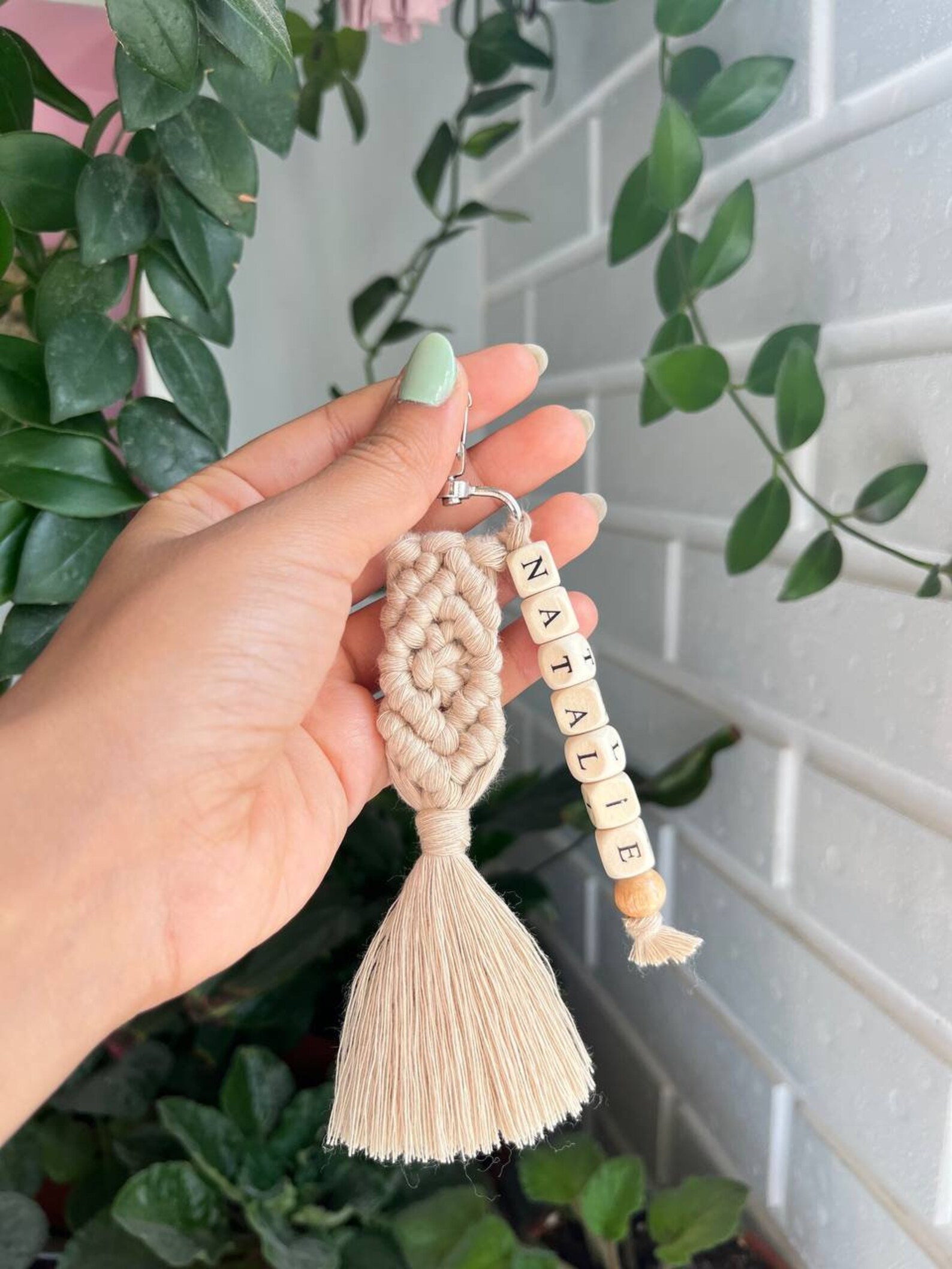Macrame Keychain Boho Keychain Name Custom Macrame Keychain - Etsy