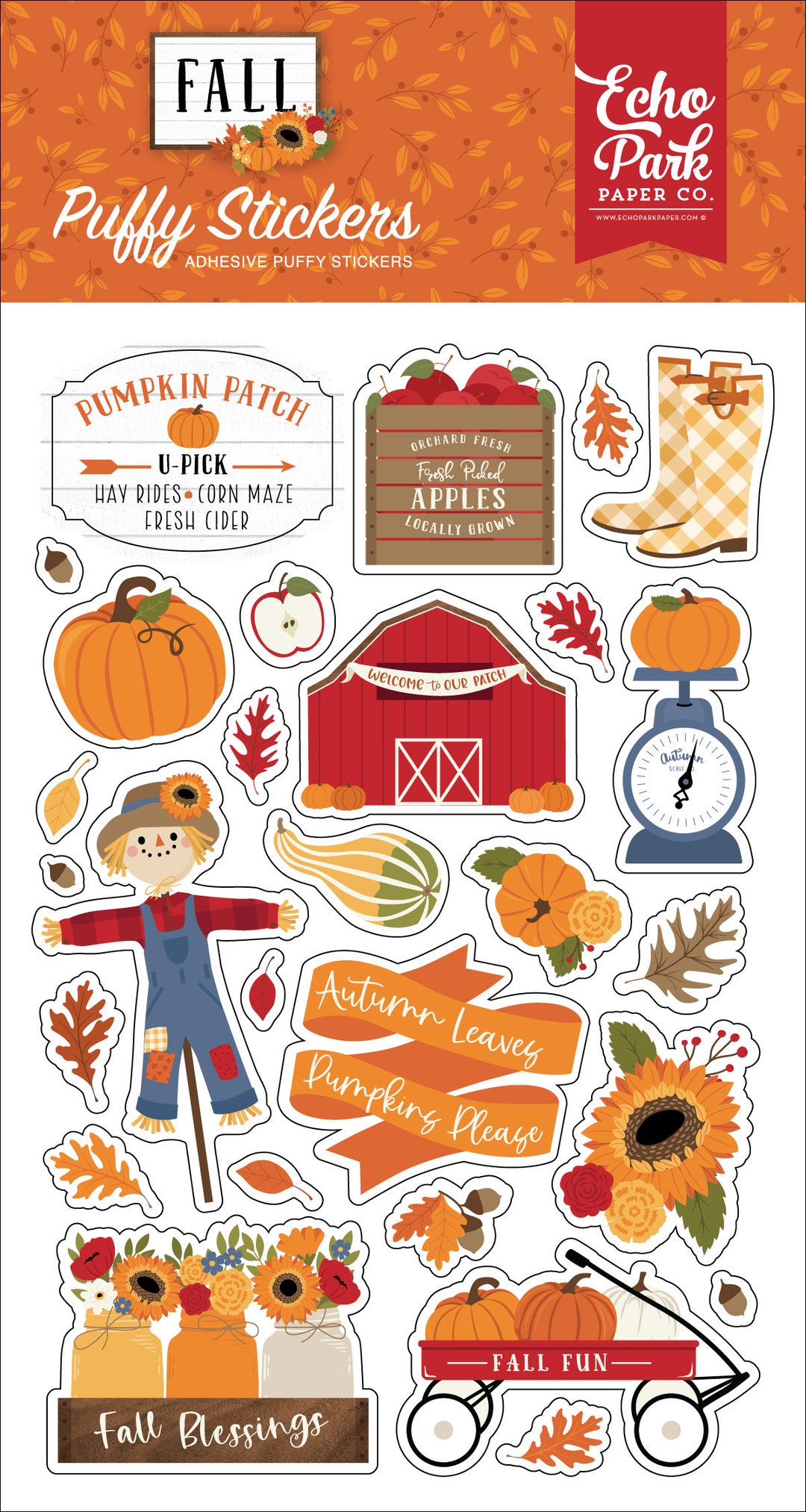 Echo Park 'fall' Puffy Stickers, Echo Park, Echo Park Stickers, 3-D ...