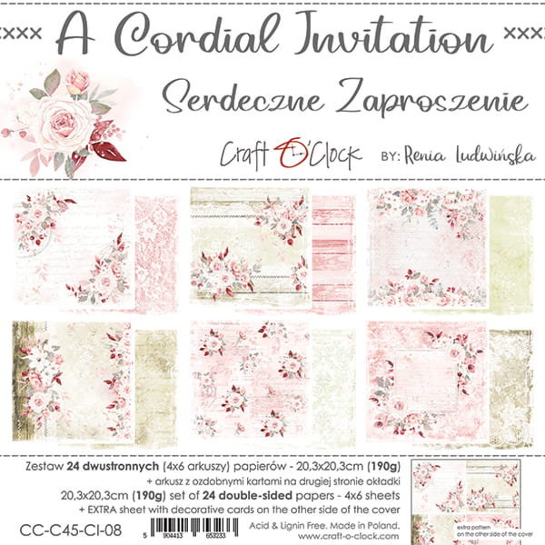 Craft O' Clock 8 X 8 'A Cordial Invitation' Papers, Craft O' Clock ...
