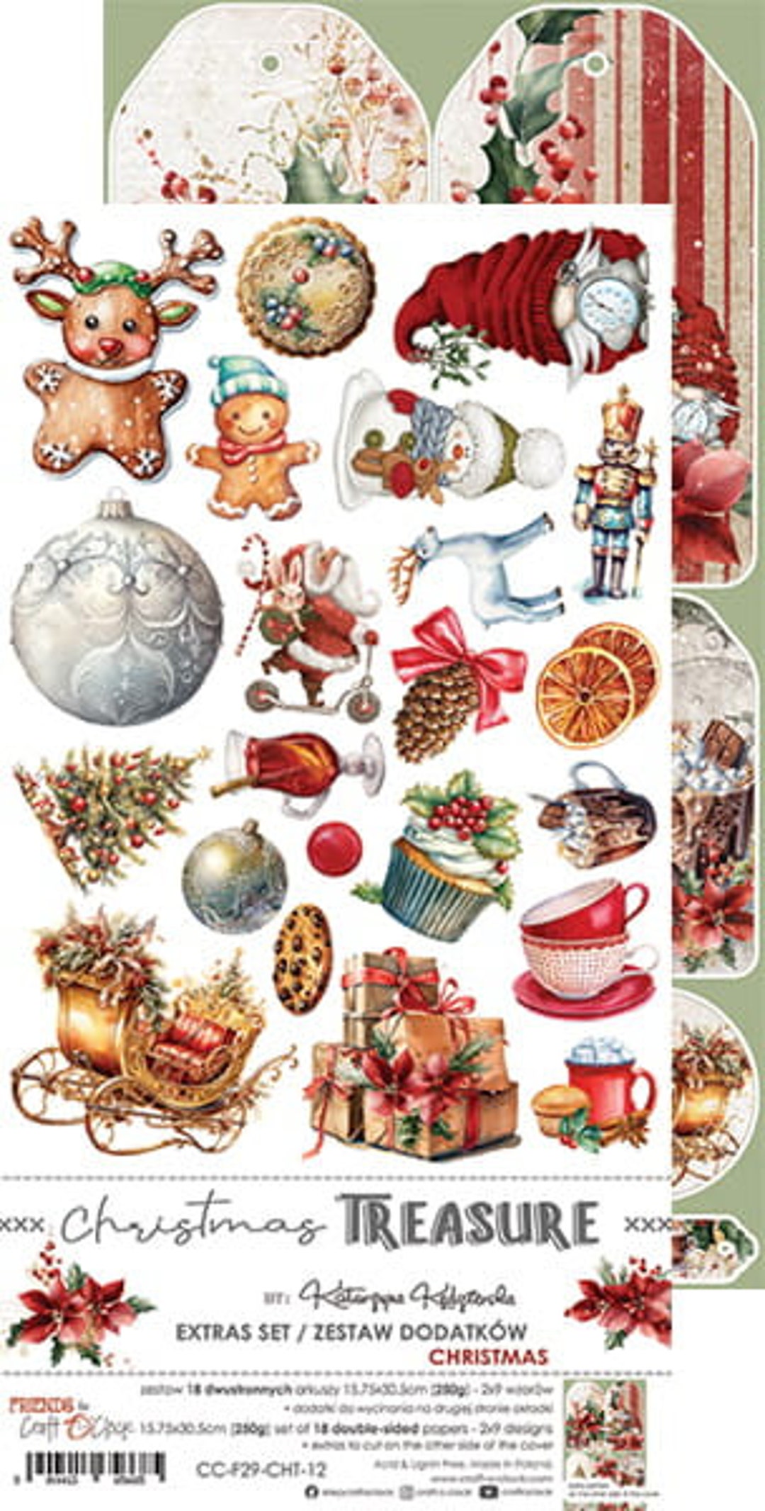 Craft O' Clock 'christmas Treasures Extras Set CHRISTMAS, Ephemera ...