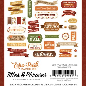 Echo Park 'I Love Fall' Titles & Phrases, Ephemera, Fall, Scrapbooking ...