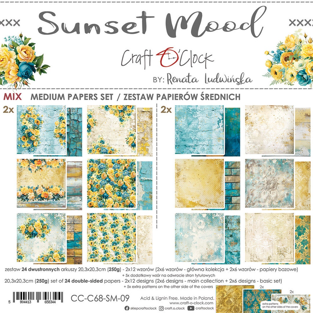 Craft O' Clock 8 X 8 'sunset Mood Papers MIX', Craft O' Clock, Journals ...