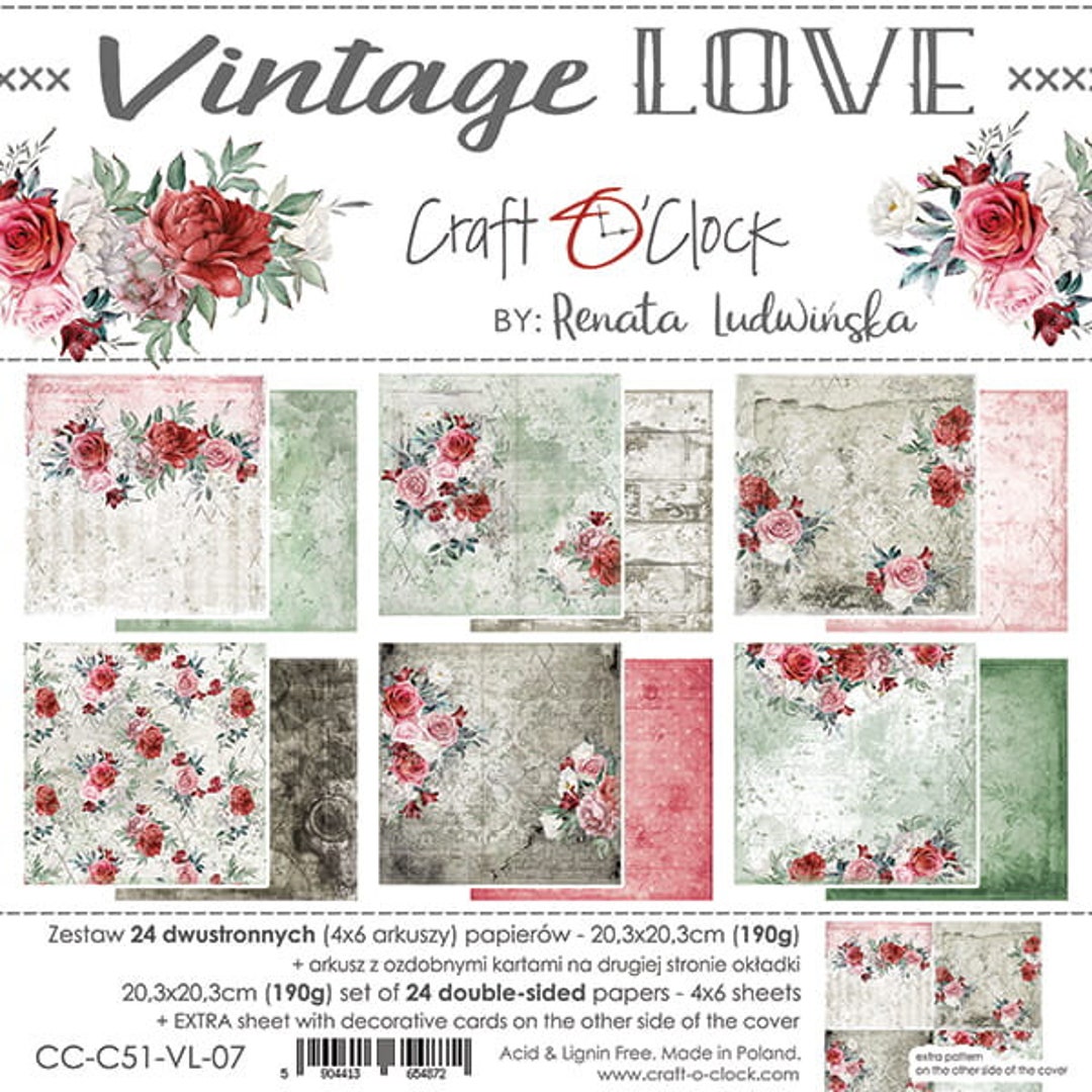Craft O' Clock 8 X 8 'vintage Love' Papers, Craft O' Clock, Vintage ...