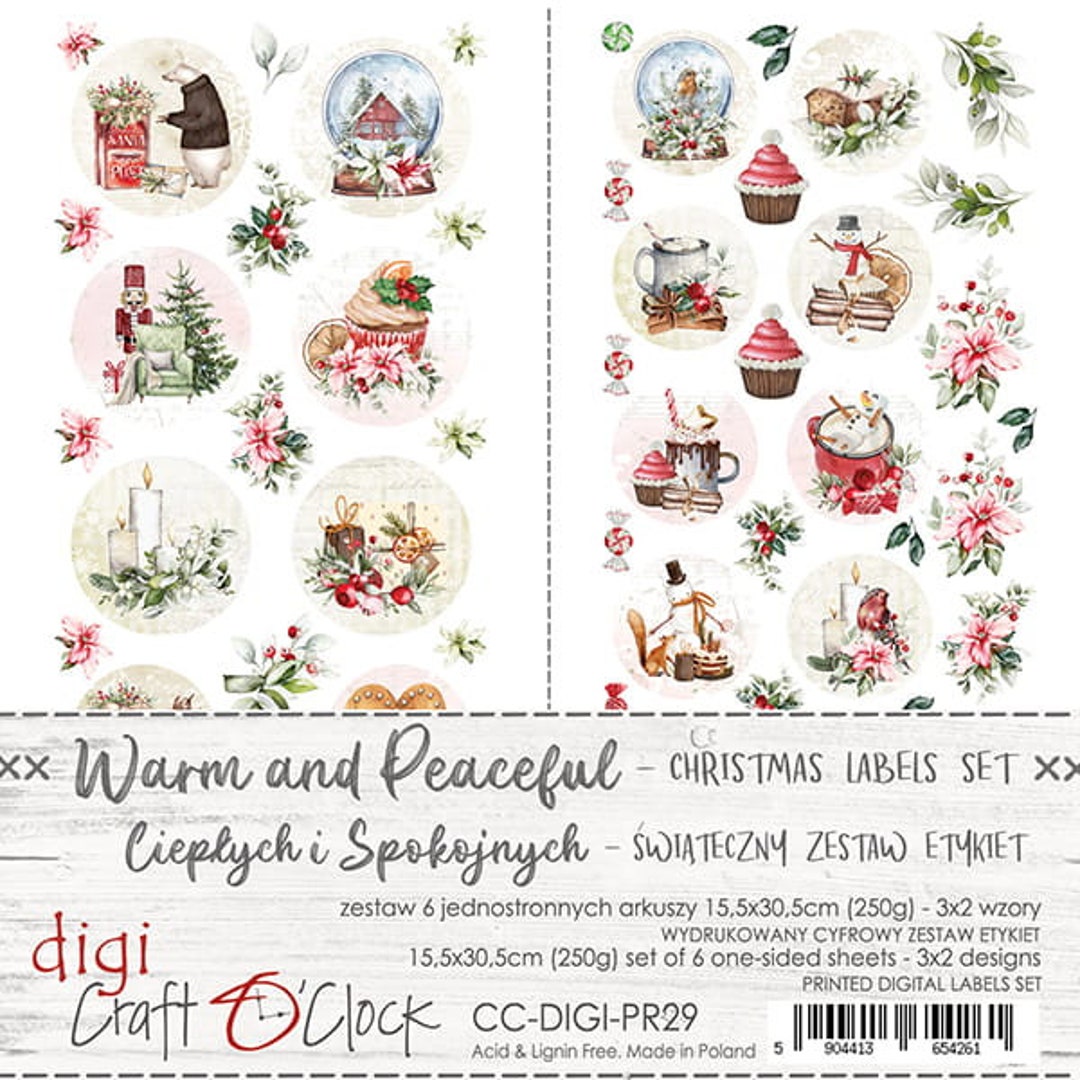 Craft O' Clock 'warm and Peaceful' Christmas Labels Set, Christmas ...