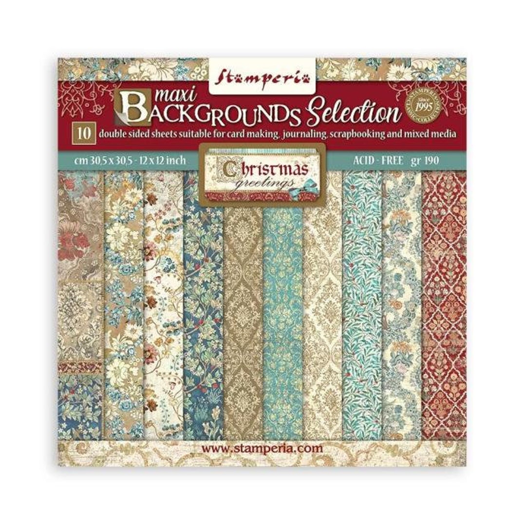 Stamperia 'christmas Greetings Background Set' 12 X 12 Papers ...