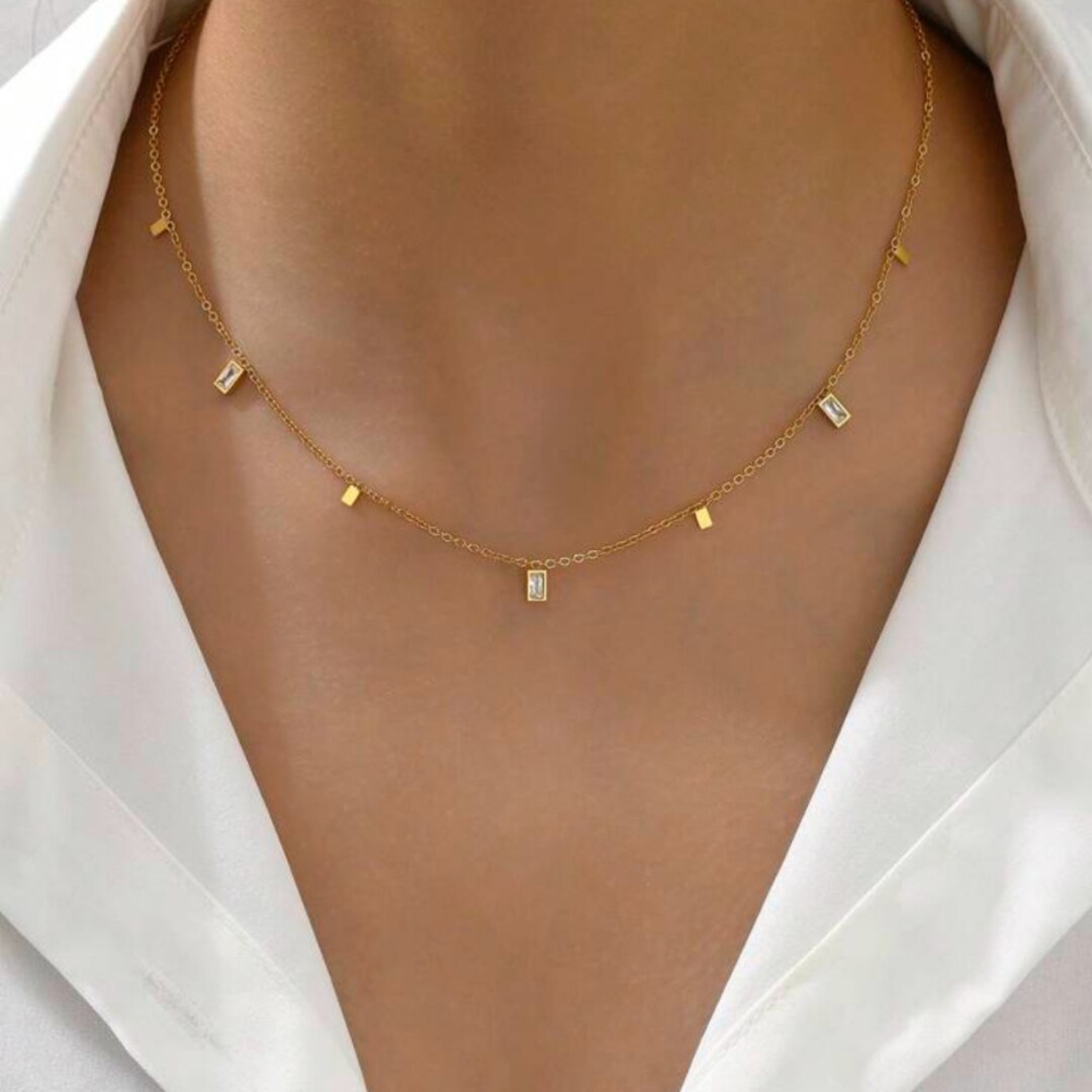 18K Gold Plated Stainless Steel Square Necklace, Minimalist Necklace ...