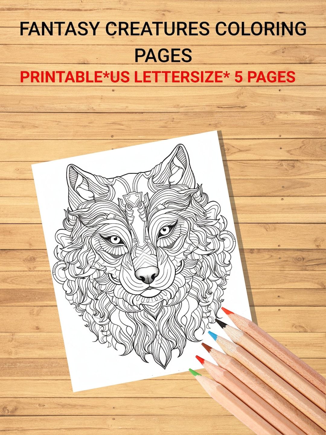 Fantasy Creatures Coloring Pages With Grayscale for Relaxation - Etsy