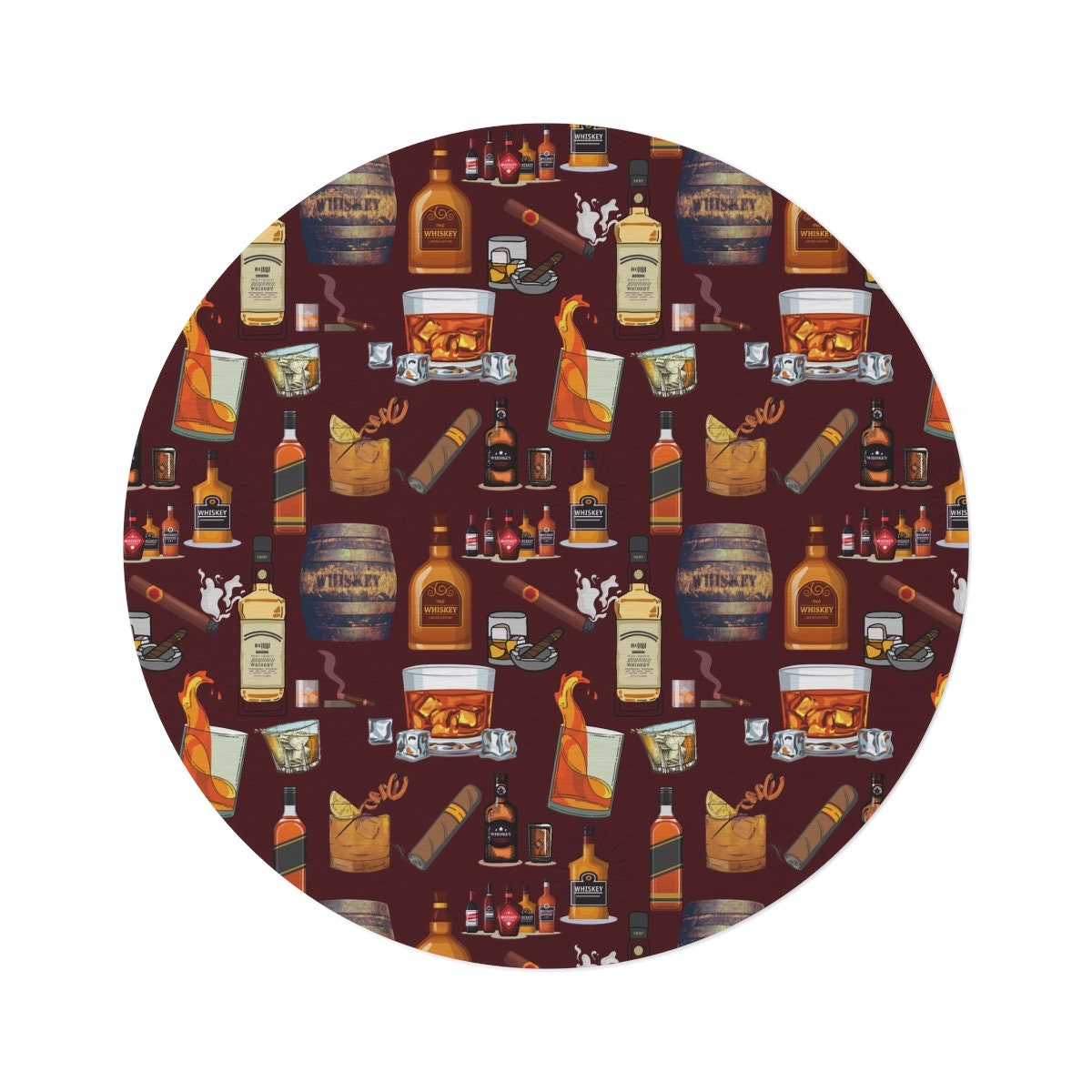 Whiskey Themed Area Rug Round Whiskey Rug Round Bar Rug Home Bar Decor ...