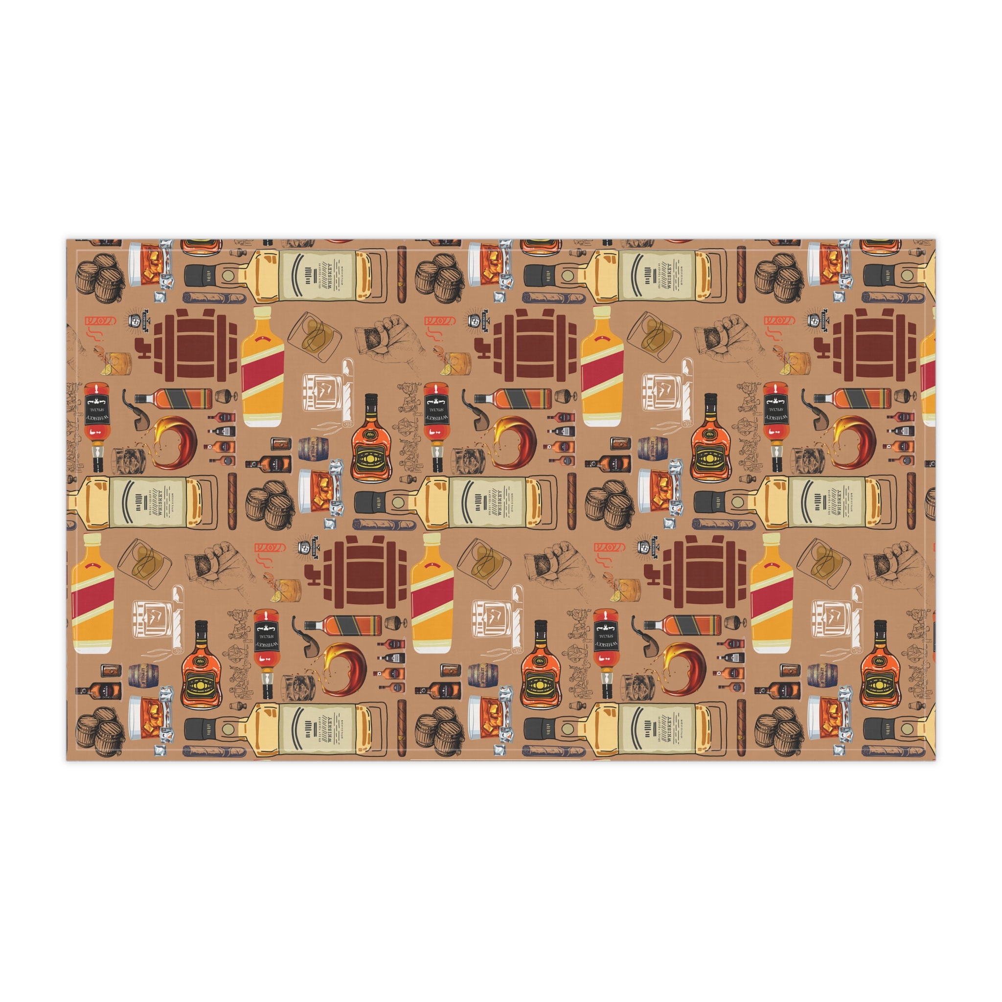 Whiskey Kitchen Towel Whiskey Themed Kitchen Towel Whiskey Pattern ...