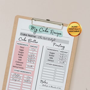 CAKE PLANNER PRINTABLE | Cake Planner | Cake Making | Cake Supplies ...