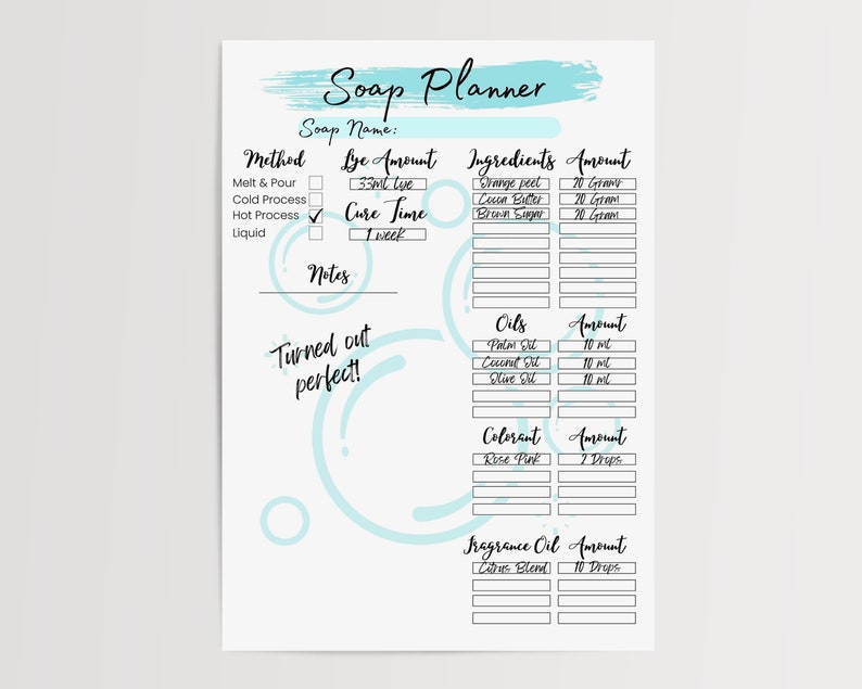 SOAP PLANNER PRINTABLE | Soap Making Planner | Soap Making | Soap ...