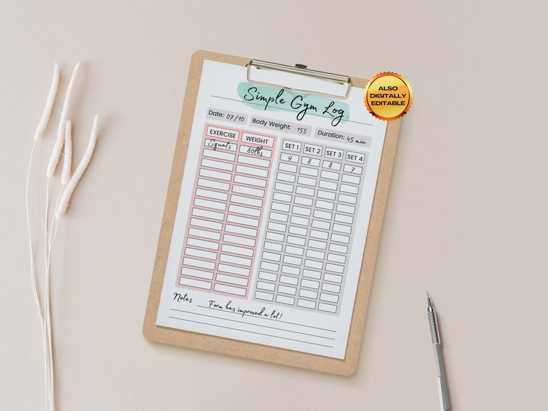 SIMPLE WORKOUT TRACKER Printable | Fitness Tracker | Gym Log | Fitness ...