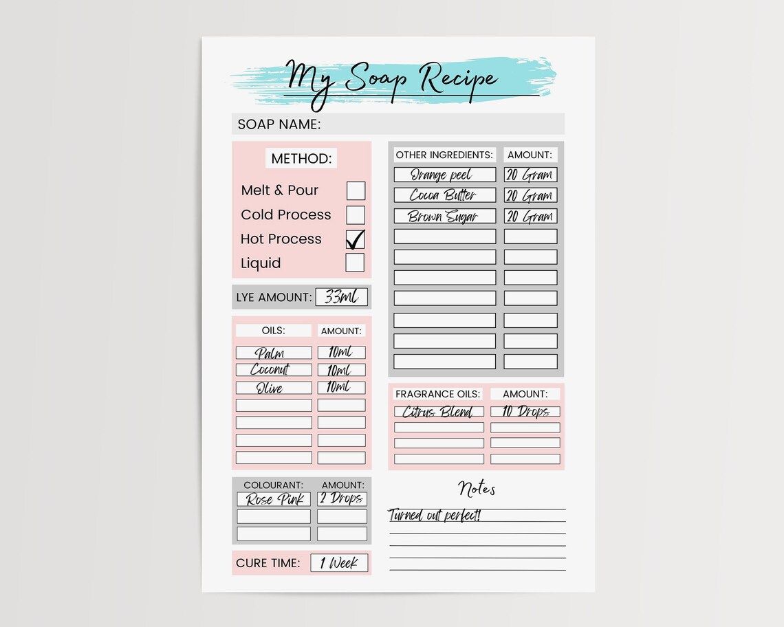 SOAP PLANNER PRINTABLE | Soap Making Planner | Soap Making | Soap ...