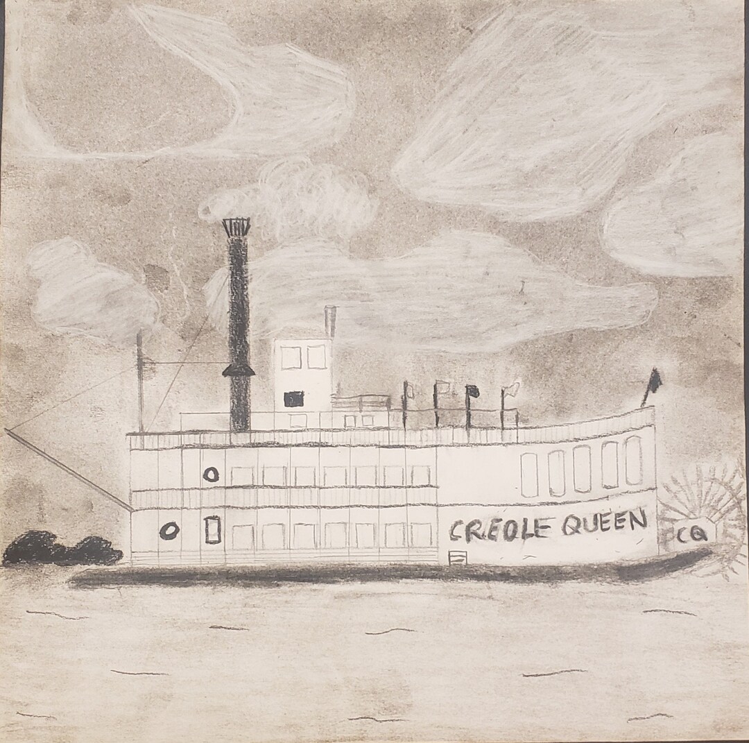 Paddlewheeler Creole Queen | Art, Drawing, Illustration, Charcoal Art ...
