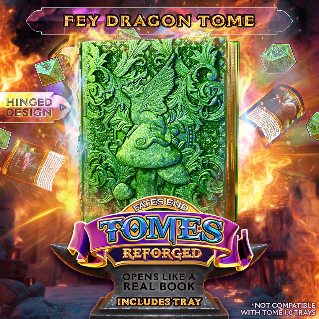 Fey Dragon Tome Book Dice Vault and Rolling Tray | Magnetic Case ...