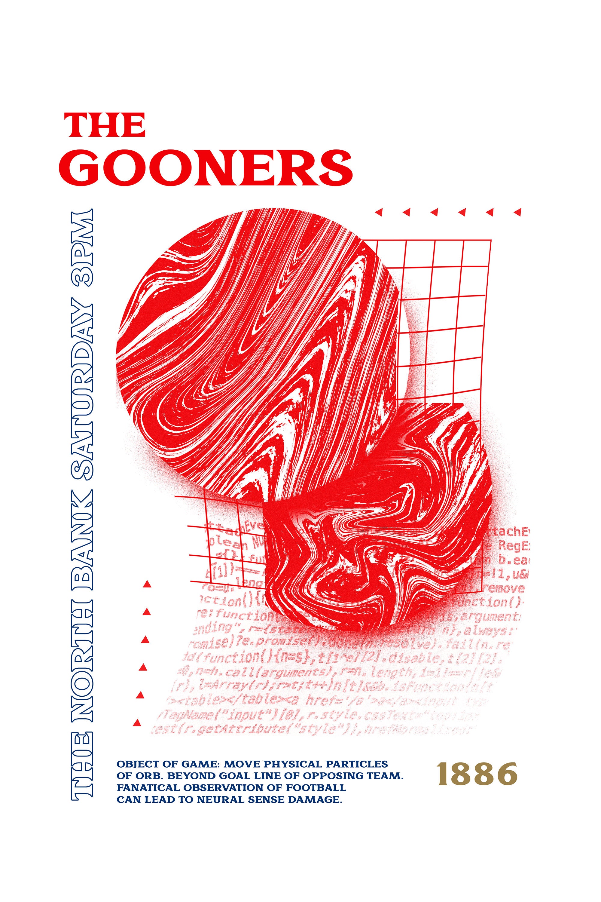 The Gooners Art Print Psychedelic Design in Team Colours A3/A4/A5/A6 ...