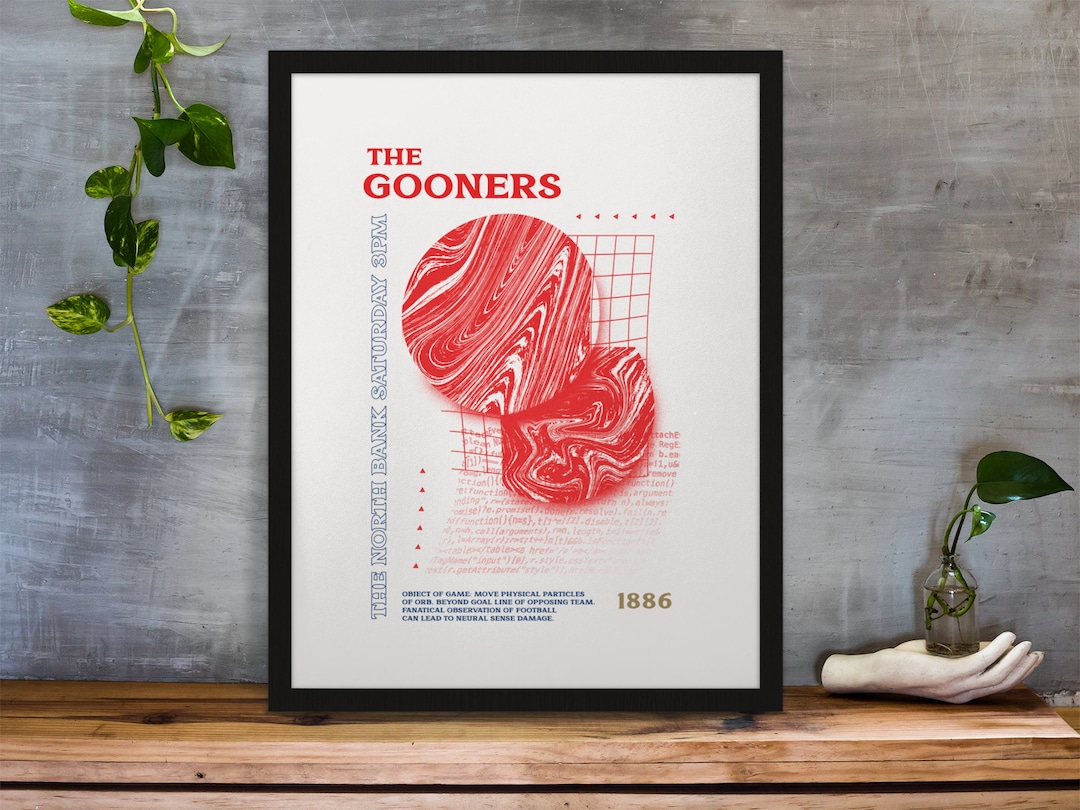 The Gooners - Art Print - Psychedelic Design in Team Colours - A3/A4/A5 ...