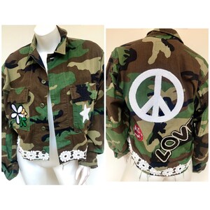 PEACE LOVE Patch Camo Jacket - Etsy