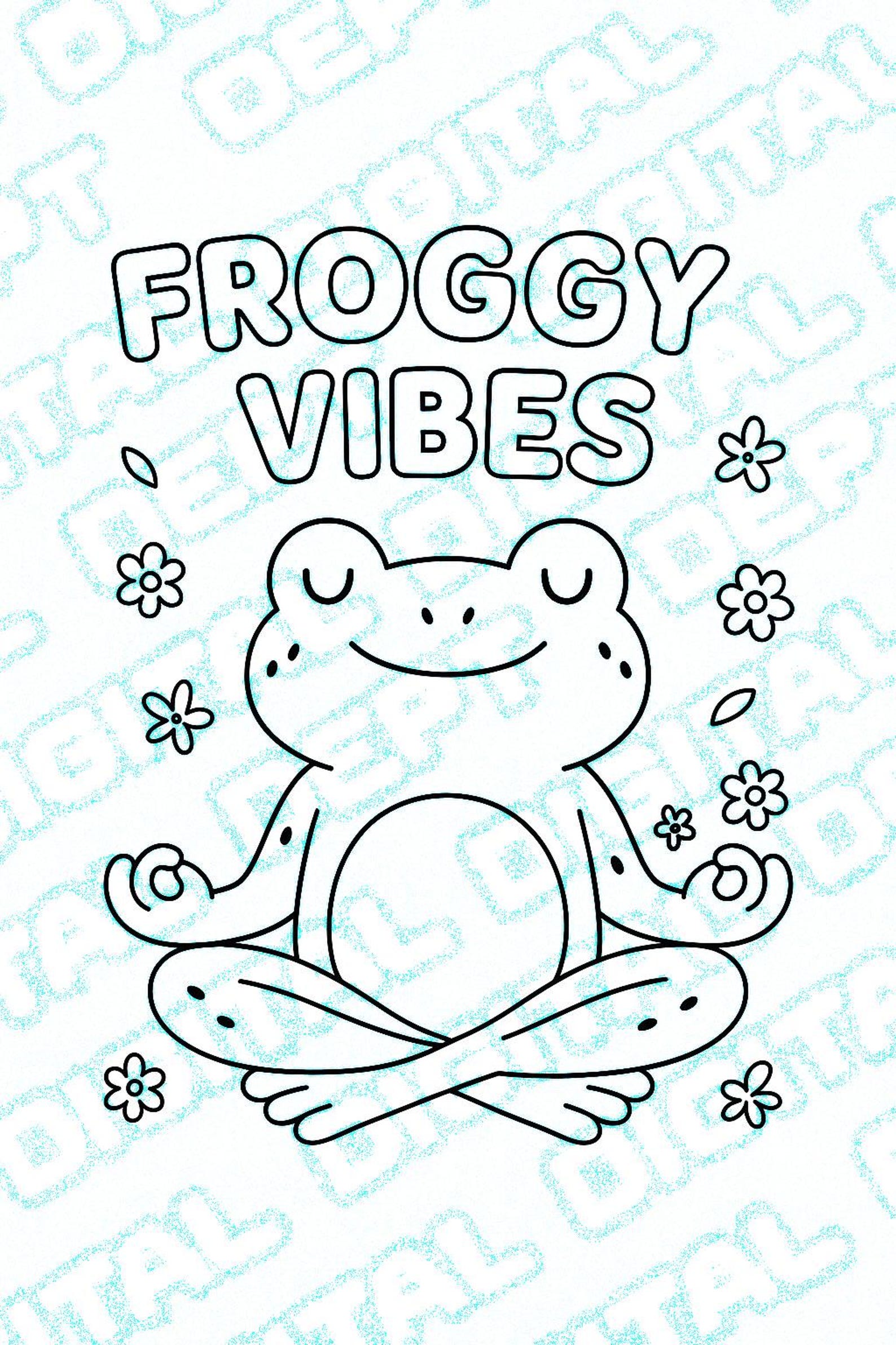 16 Page | Froggy Vibes Coloring Book – Cute & Funny Frog Pages ...