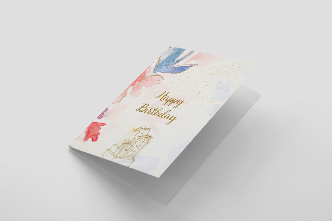 Printable Happy Birthday Card Instant Digital Download, 8.5x11 Folding ...