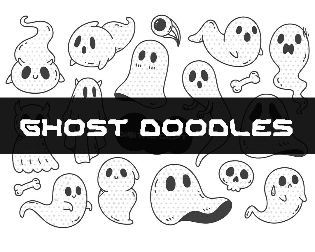 Ghost Doodle Clipart | Hand-drawn Halloween PNG Images (digital ...
