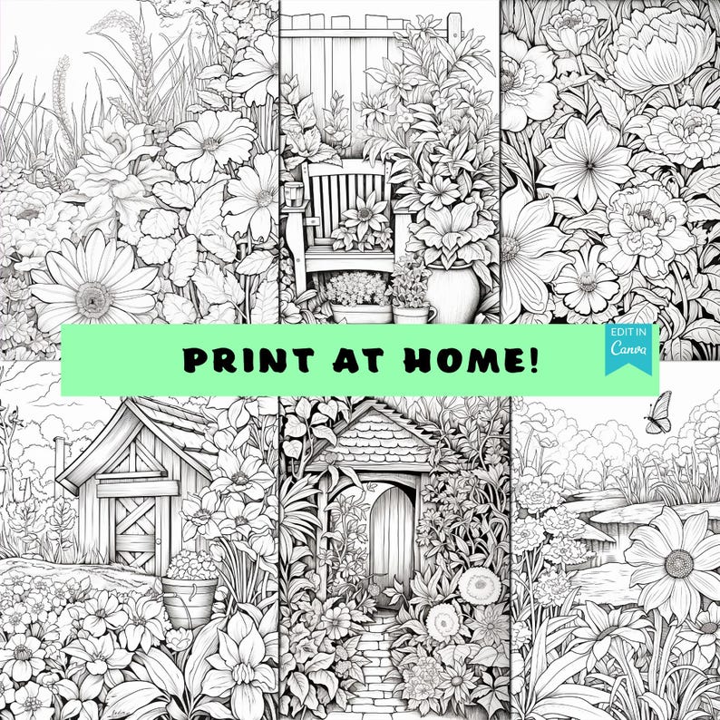 300 Garden Coloring Page Printable | Floral & Botanical Coloring Book ...